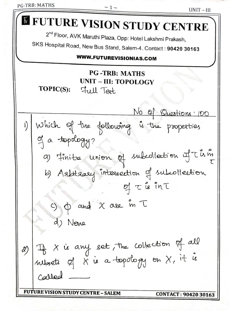 Pg - Trb - Maths - Full Test - Unit - III | PDF