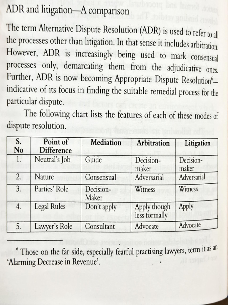ADR Difference Table (1) U1 | PDF | Alternative Dispute Resolution ...