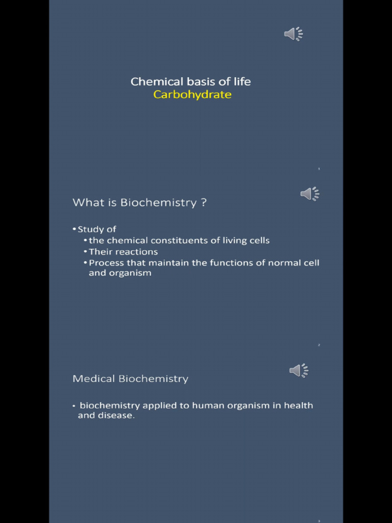 Biochemistry Chemical Basis of Life Introduction and Carbohydrate | PDF