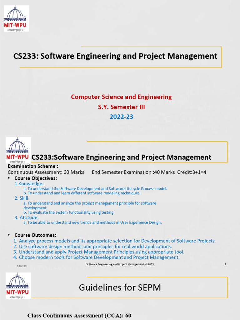 SEPM Unit I-1 | PDF | Project Management | Agile Software Development