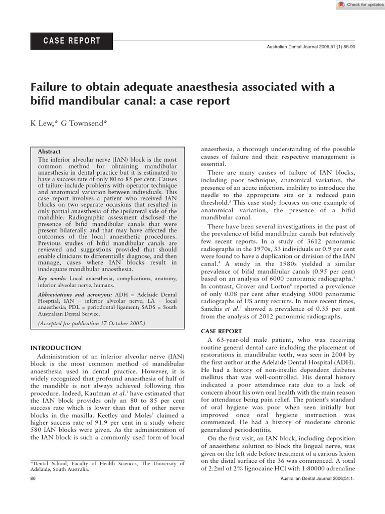 Australian Dental Journal - 2008 - Lew - Failure To Obtain Adequate ...