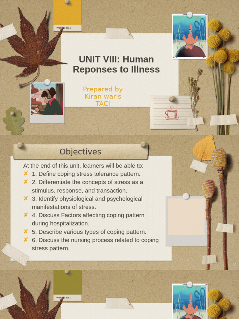 Unit VIII .Response To Illness | PDF | Stress (Biology) | Anxiety