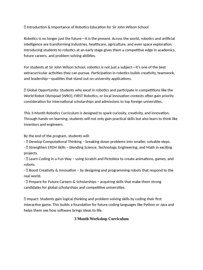 Robotics Curriculum Merged | PDF | Arduino | Robotics