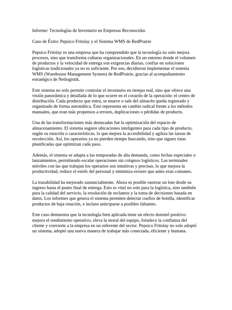 Inventarios Nicol Informe | PDF | Logística | Planificación de recursos ...