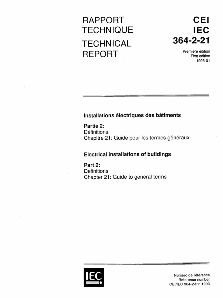 IEC 60364-2!21!1993 Electrical Installations - Guide To General Terms | PDF