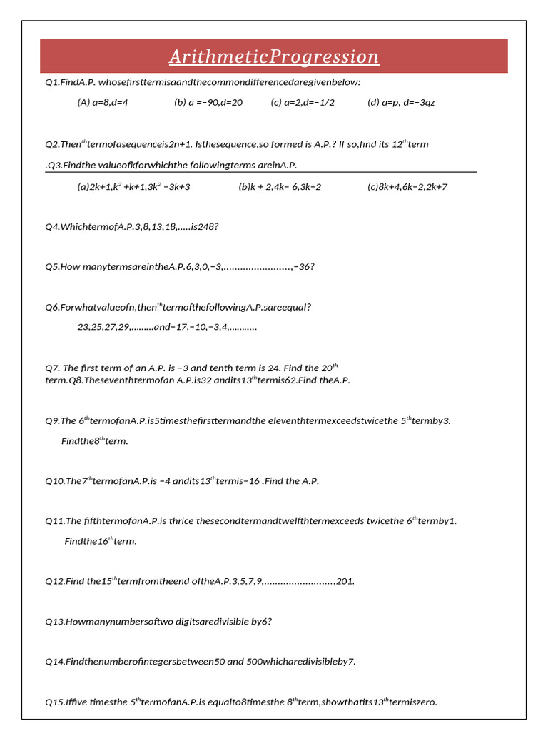 Arithmetic Progression | PDF