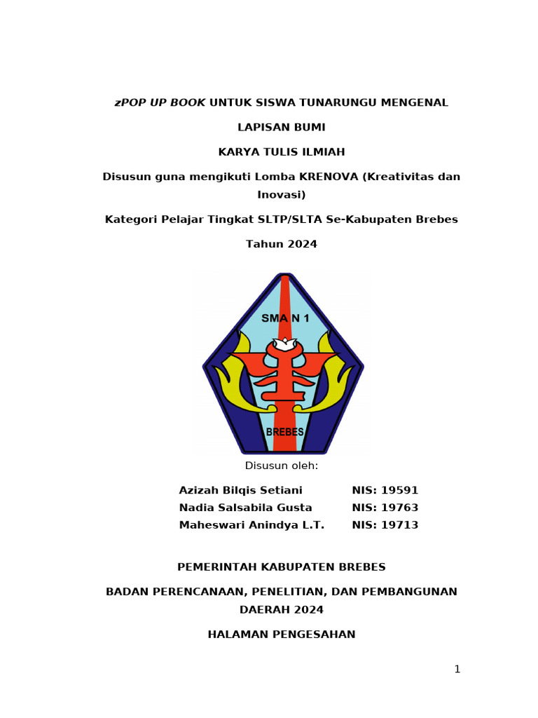 TIM 6 SMA N 1 BREBES POP UP BOOK LAPISAN BUMI KRENOVA A (4) 1 | PDF