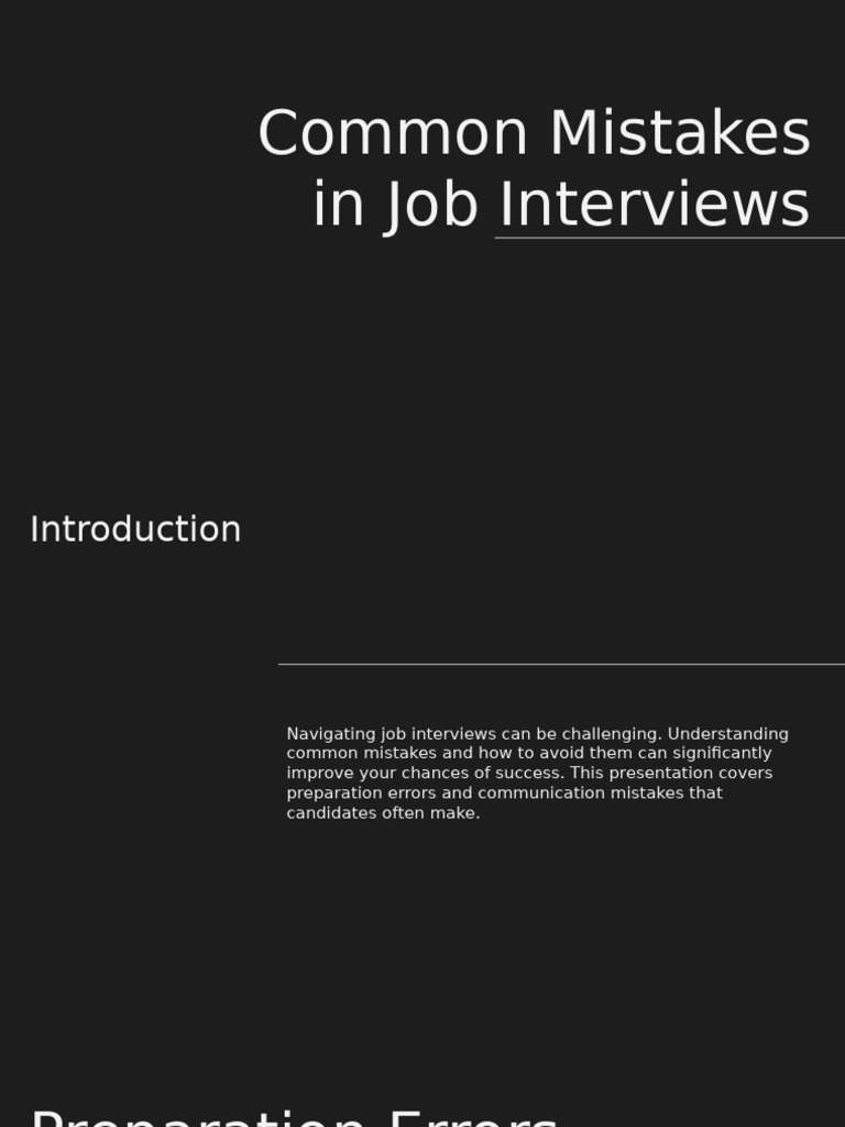 Avoiding Job Interview Mistakes | PDF | Job Interview | Body Language