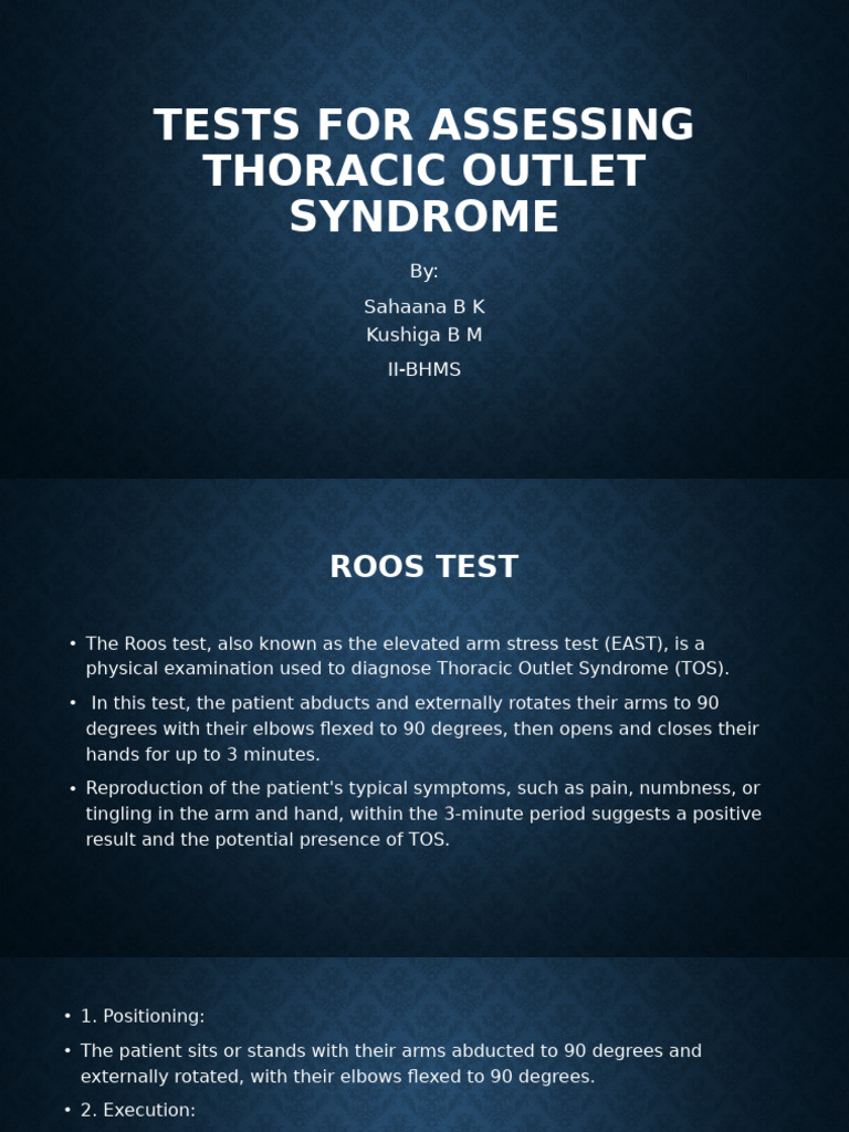 Tests For Assessing Thoracic Outlet Synd | PDF | Medical Specialties ...