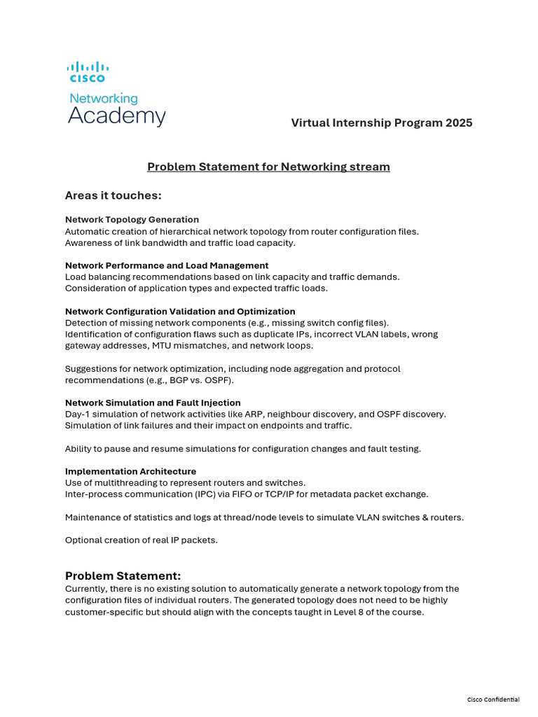 2_VIP 2025 - Networking Industry Problem Statement-Cisco Public-1 | PDF | Computer Network ...