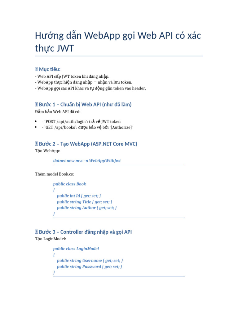 WebApp Goi API Co JWT | PDF