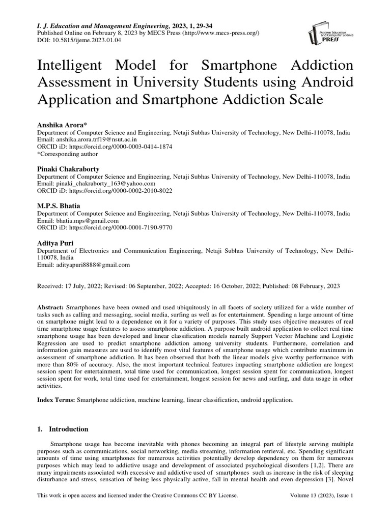 Smartphone Addiction Model for Students | PDF | Machine Learning ...