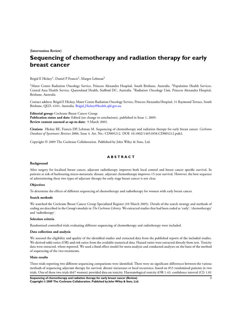Sequencing of Chemotherapy and Radiation | PDF | Radiation Therapy ...