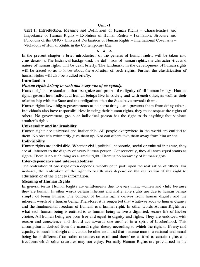 Human Rights ~ Unit 1 | PDF