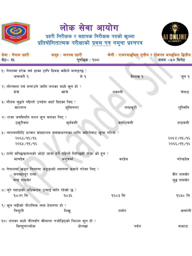 ASI Inspector SET 36 Question Paper - 39ef7aa3 8920 4223 9504 ...