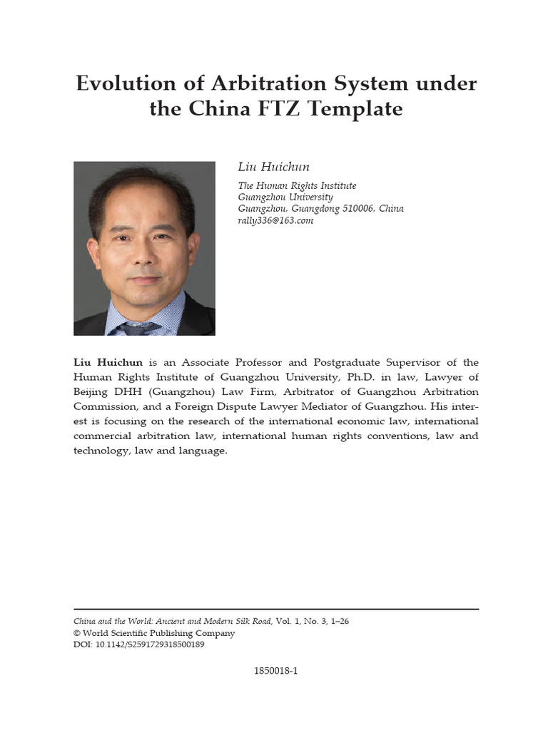 Evolution of Arbitration System Under The China FTZ Template | PDF ...