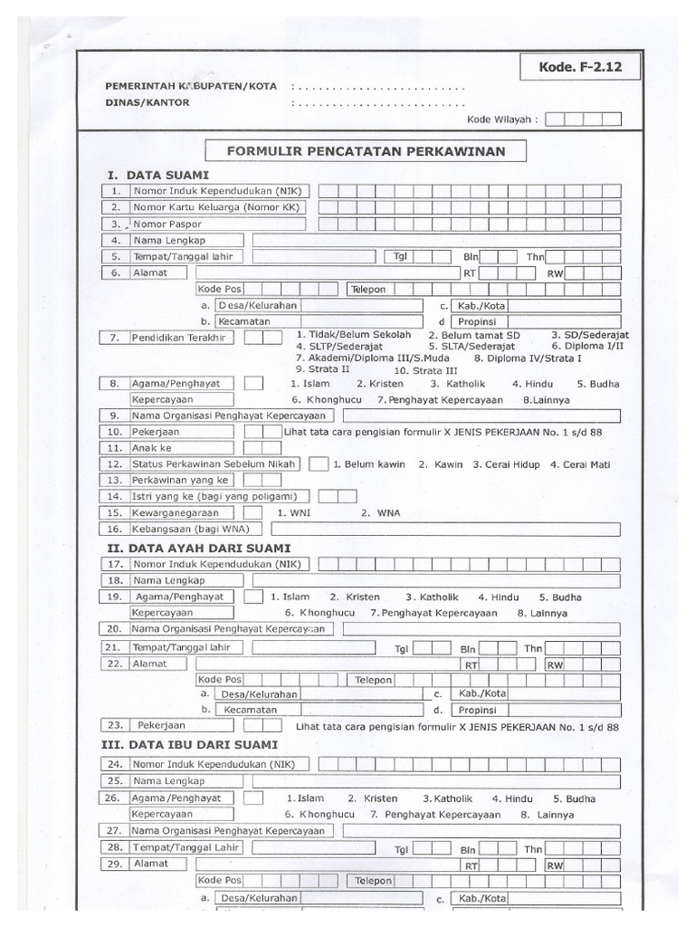 Formulir Akta Perkawinan 1 001 1 | PDF