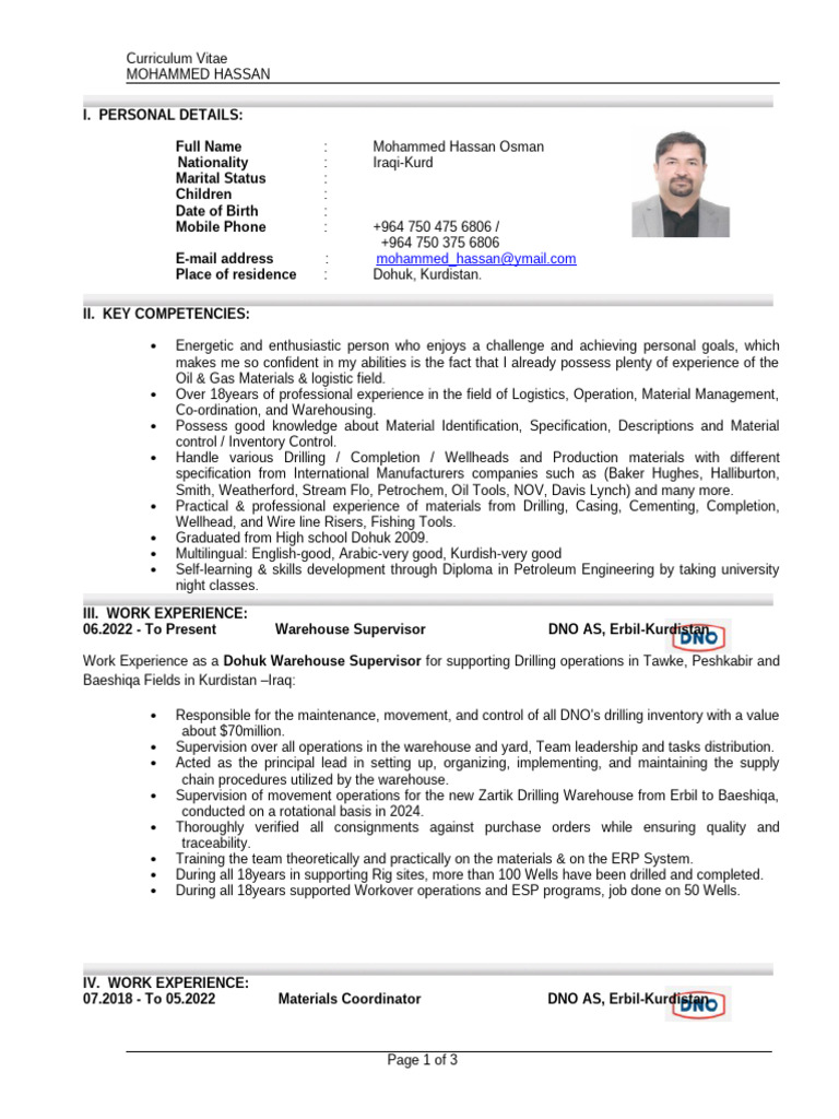 Mohammed Hassan CV - June-2025 | PDF | Warehouse | Inventory