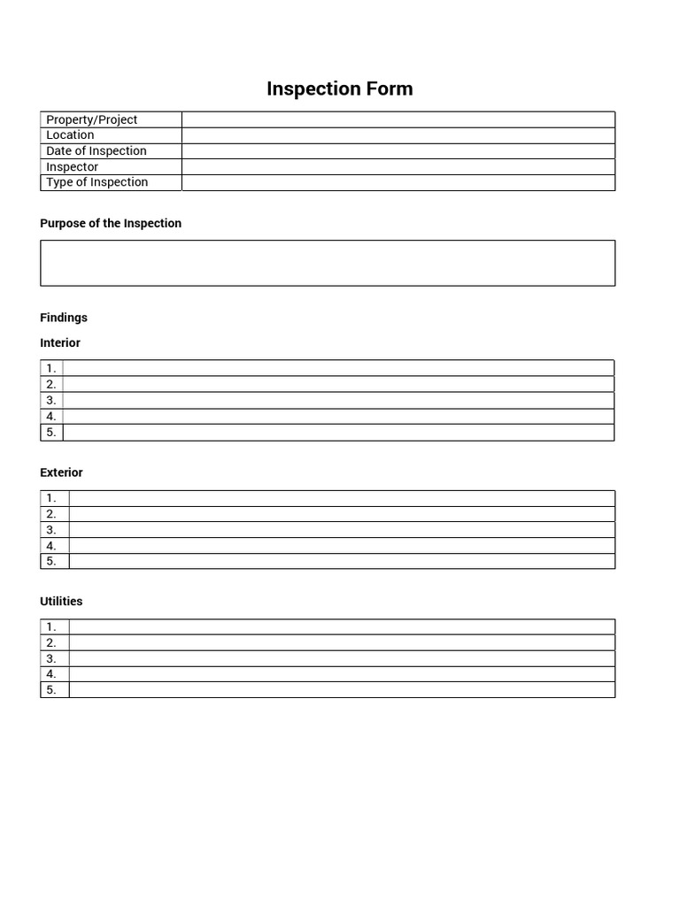 Inspection Form Template | PDF