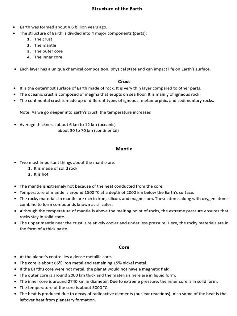Structure of the Earth Overview | PDF