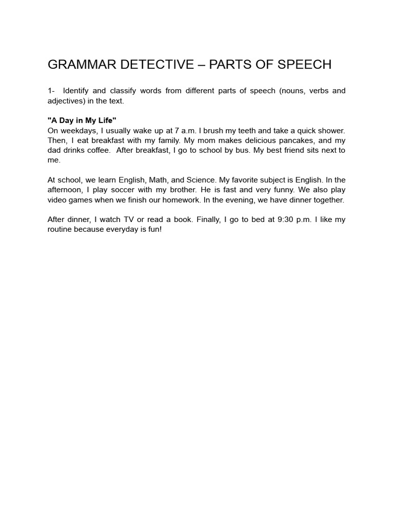 Grammar Detective - Parts of Speech | PDF