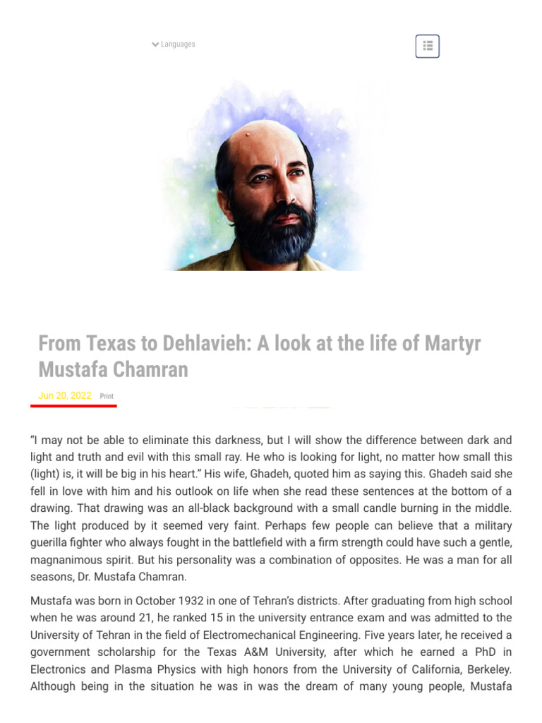 Life and Legacy of Mustafa Chamran | PDF | Ruhollah Khomeini