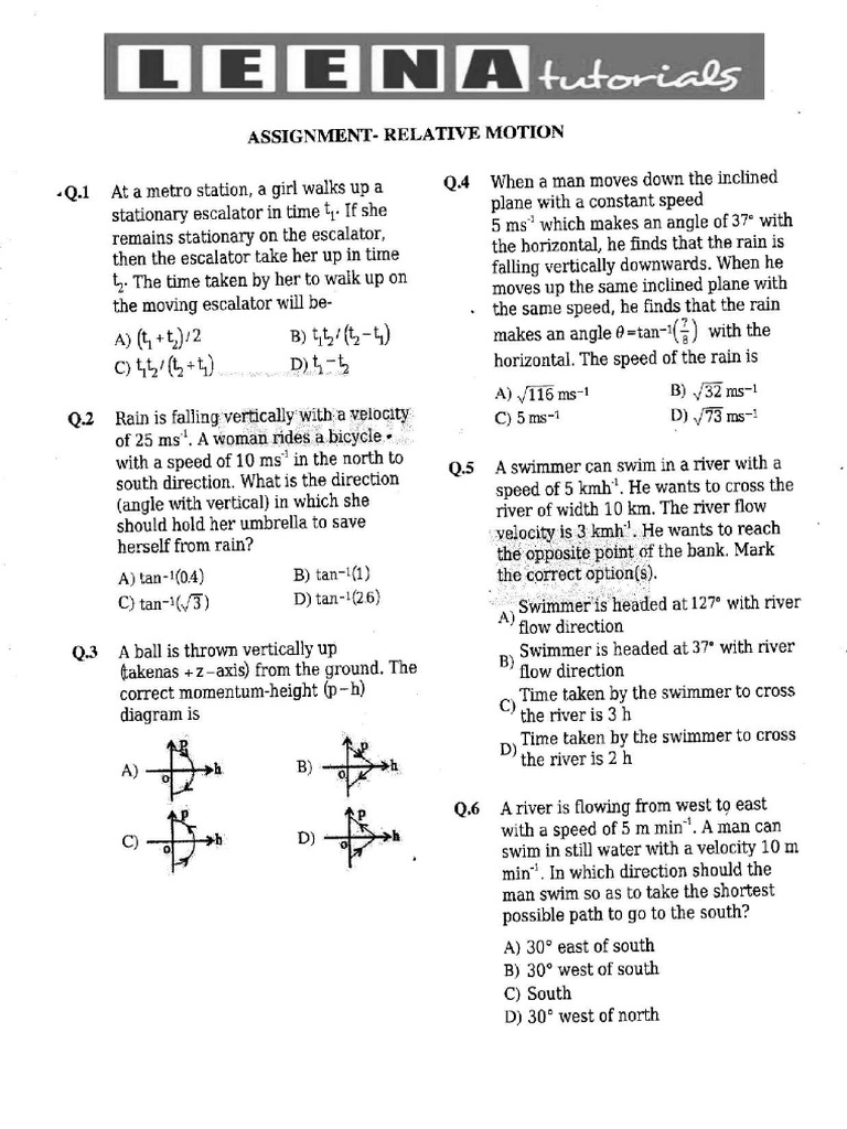 Assignment - Relative Motion | PDF