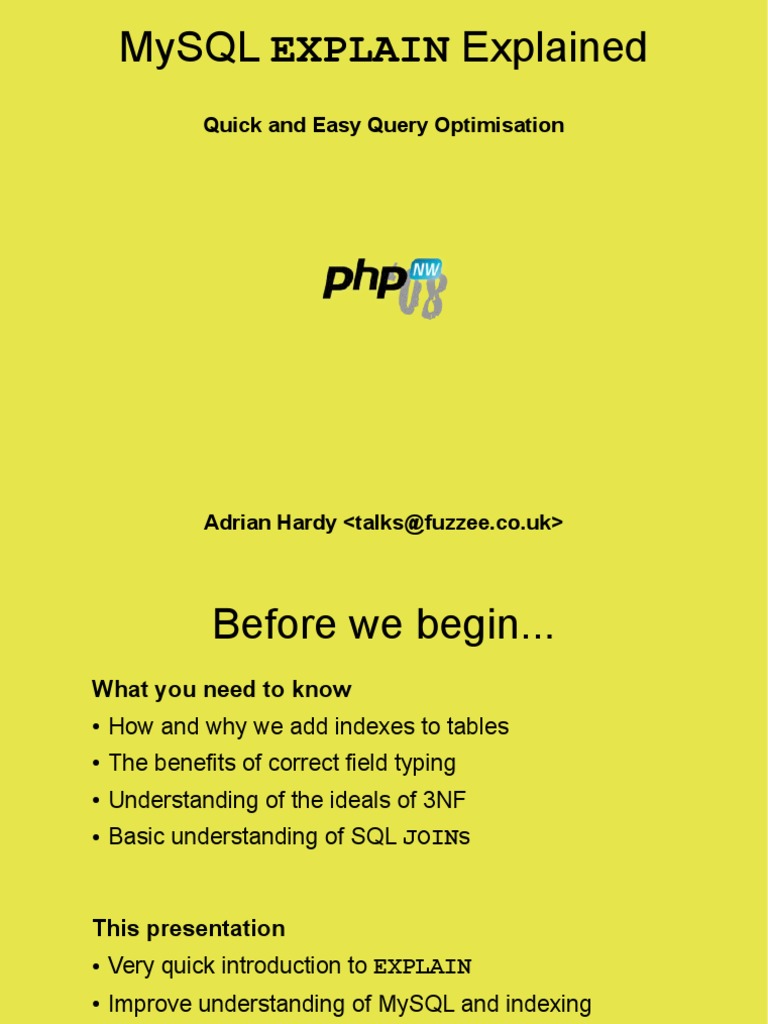 Mysql Explain Explained | PDF | Database Index | Areas Of Computer Science