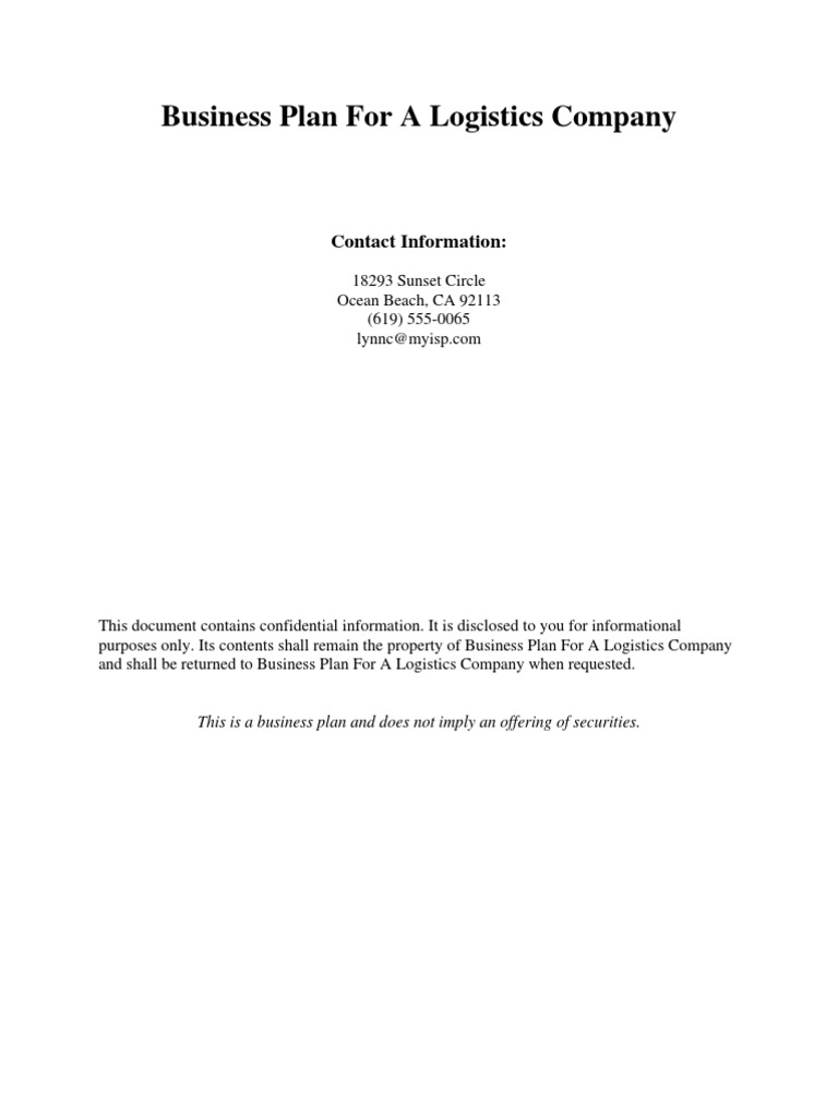 Business Plan Logistics Company | PDF | Strategic Management | Competition