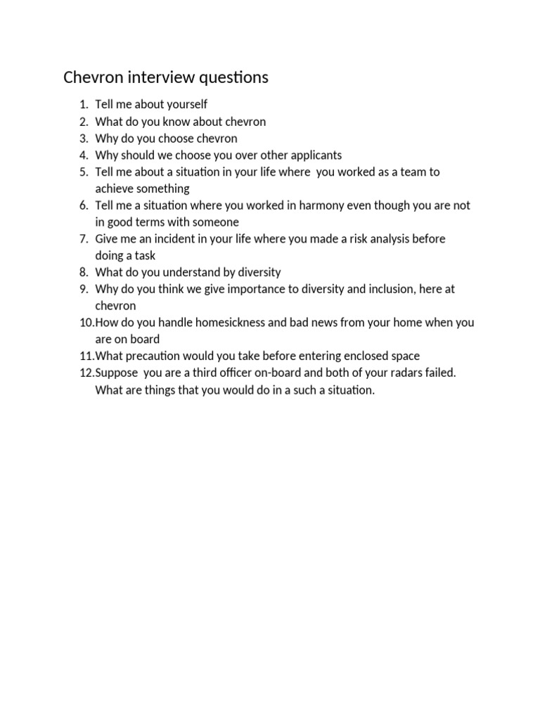 Chevron Interview Questions Guide | PDF