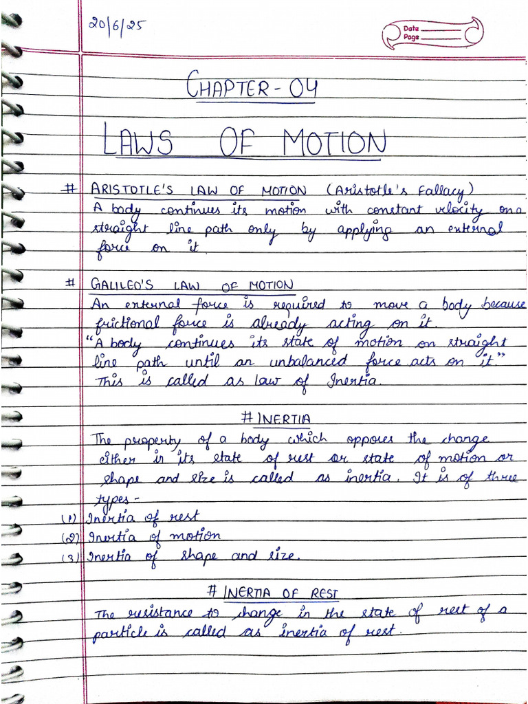 Physics Ch-4 Newton's Laws of Motion | PDF