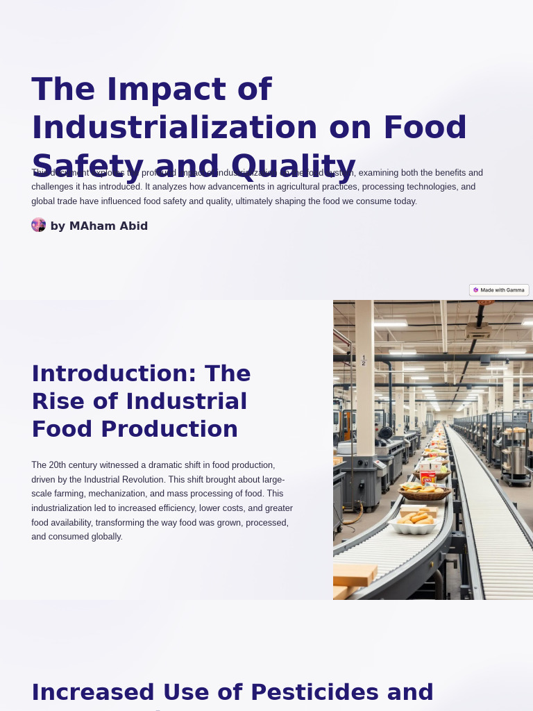 The Impact of Industrialization On Food Safety and Quality | PDF ...