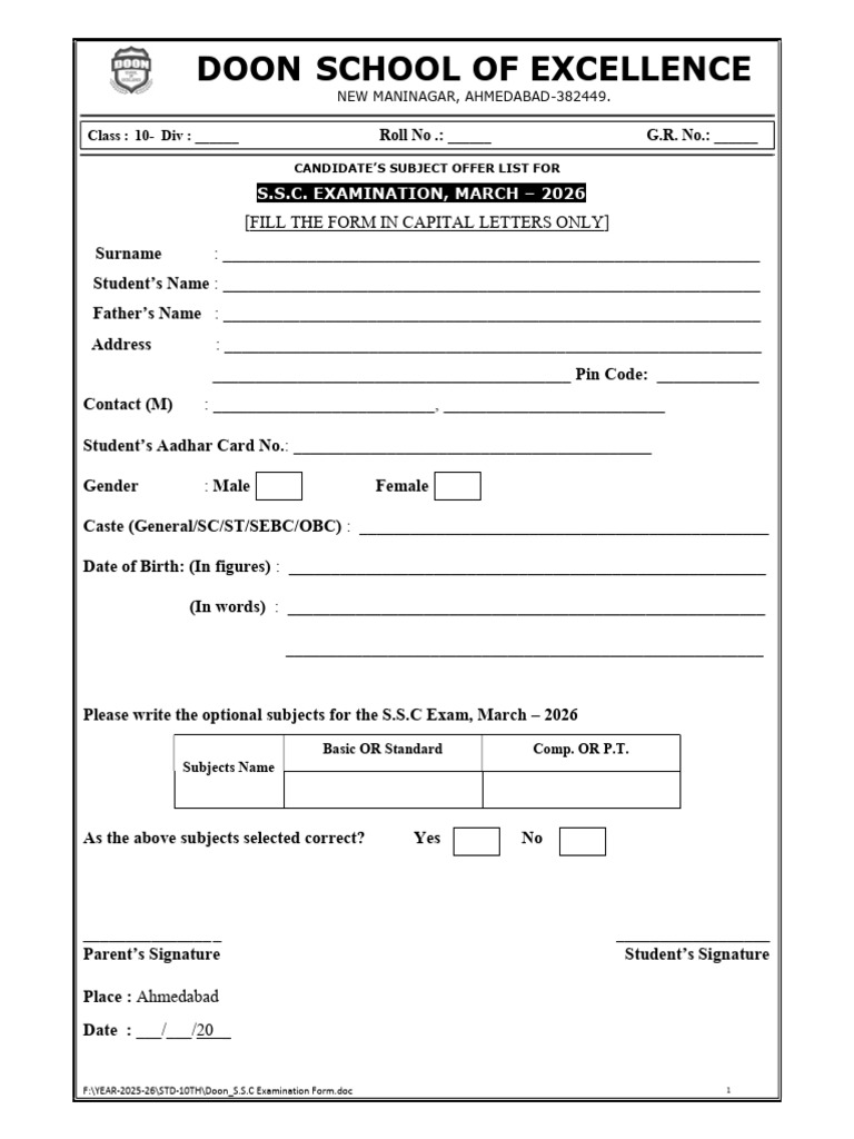 Notification Doon S.S.C Examination Form 638863641714190949 | PDF
