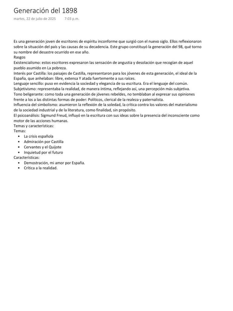 Generación Del 1898 | PDF