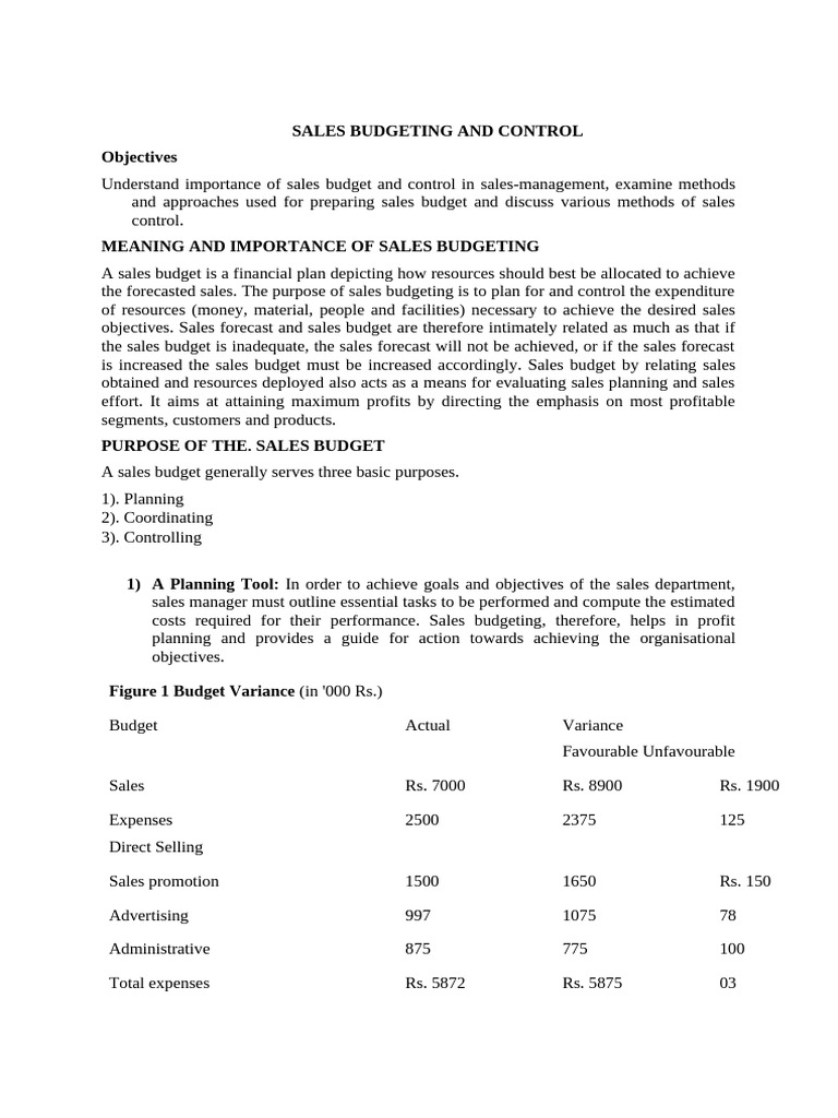 EContent 11 2025 05 09 11 04 19 SalesBudgetingControldocx 2025 02 14 11 49 24 | PDF | Budget | Sales