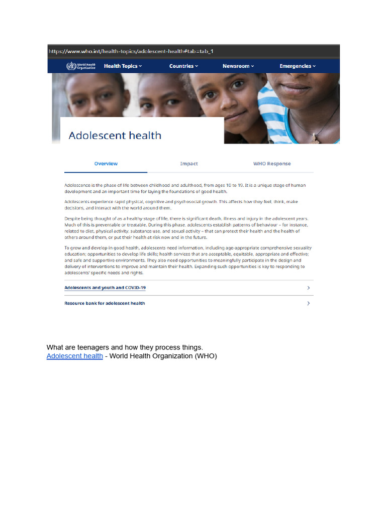 RESOURCE + EVIDENCE of teen brain and teen daily lives | PDF