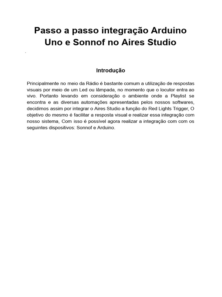 Integração Arduino e Sonoff no Aires Studio | PDF | Arduino | Programas