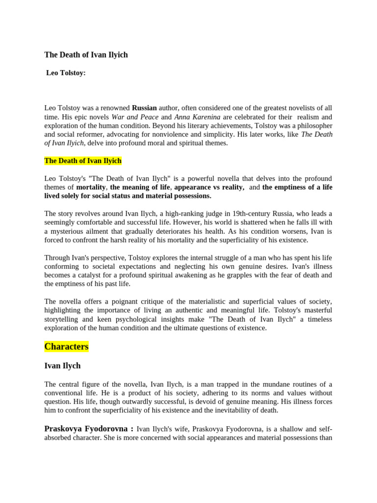 The Death of Ivan Ilyich | PDF | Leo Tolstoy