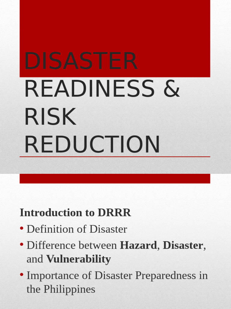 Disaster Readiness & Risk Reduction Intro | PDF