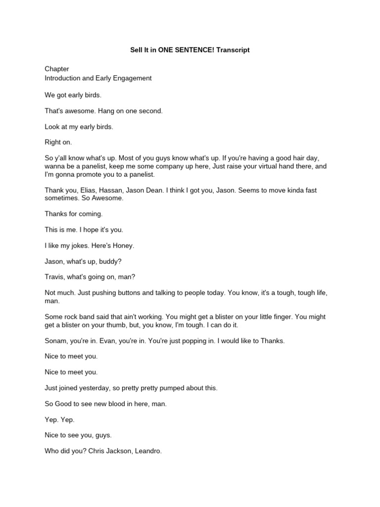 Sell It in ONE SENTENCE Transcript | PDF | Payroll | Credit