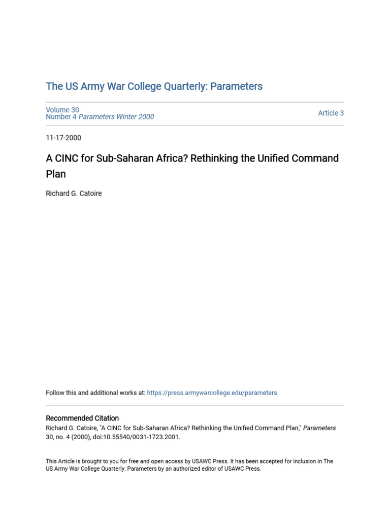 Rethinking Africa's Unified Command Plan | PDF | Africa | United States ...