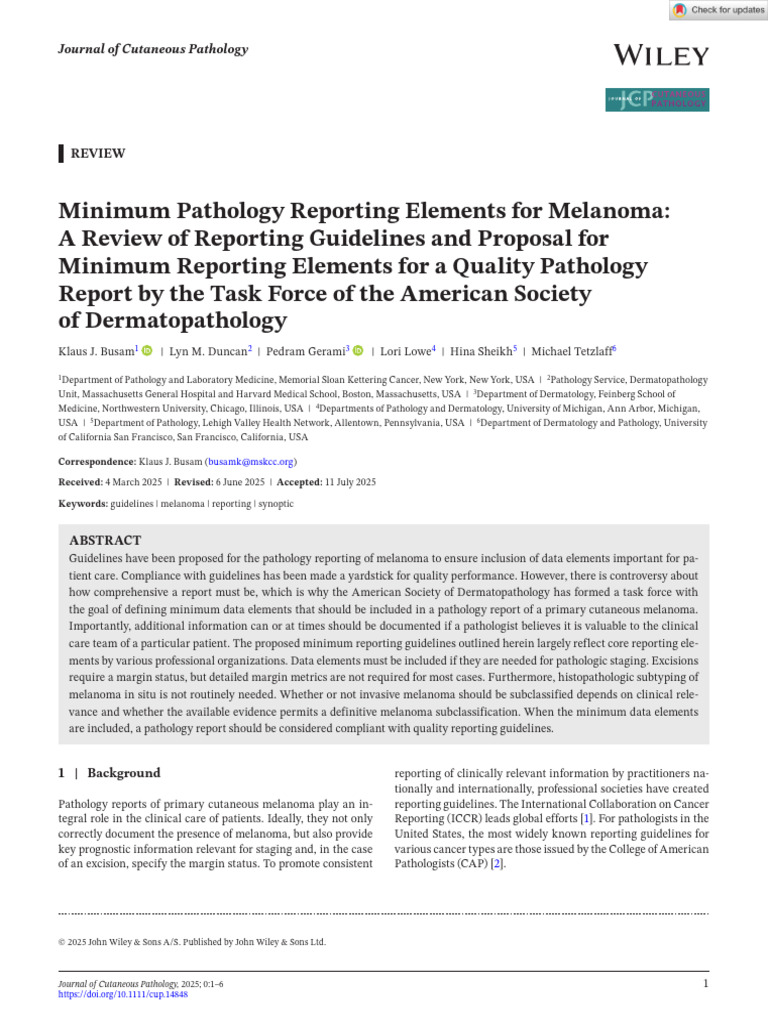 J Cutan Pathol - 2025 - Busam - Minimum Pathology Reporting Elements ...