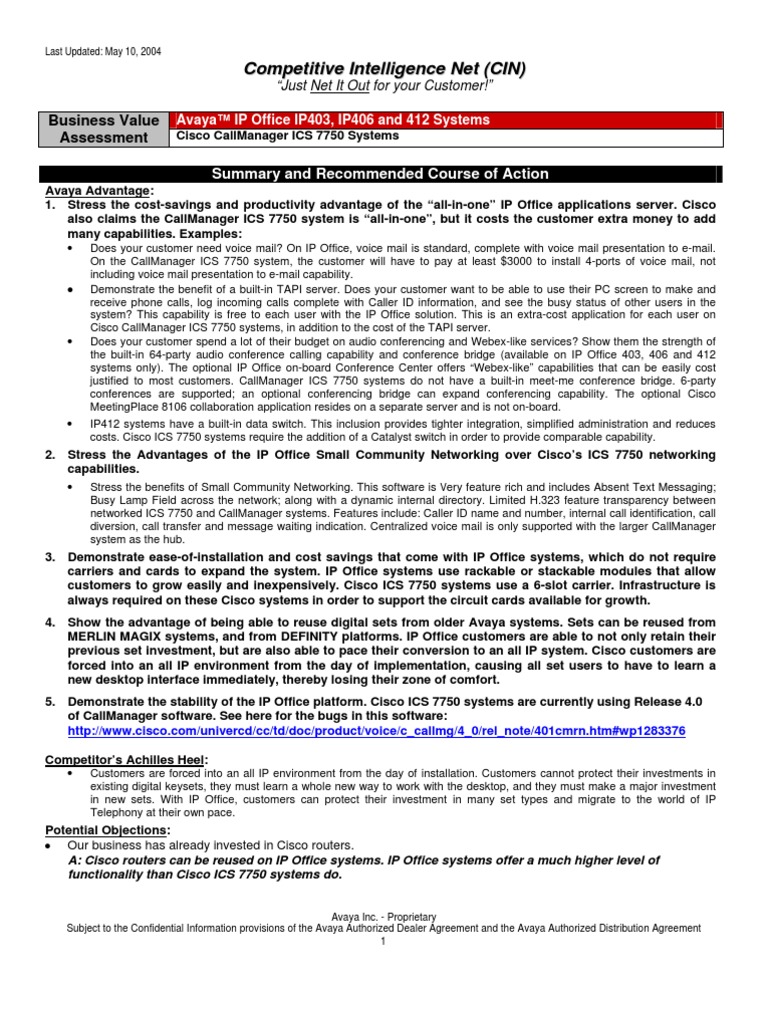 Comparacion Avaya Ipo Vs Cisco CM | PDF | Voicemail | Conference Call