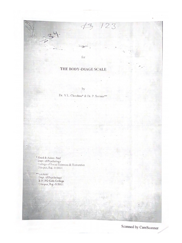 The Body-Image Scale Manual | PDF