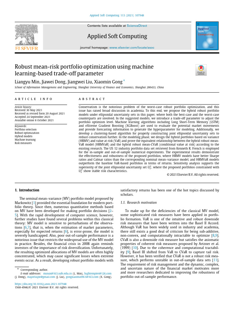 Robust Mean-Risk Portfolio Optimization Using Machine Learning-Based ...
