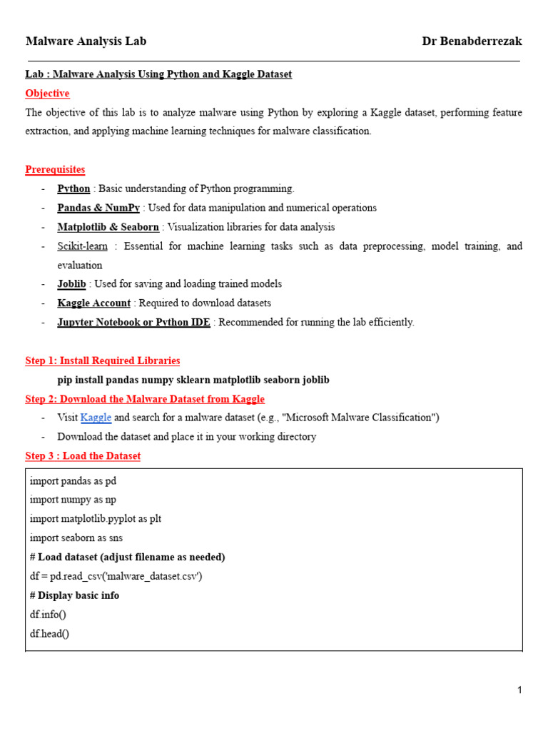 Malware Analysis Using Python and Kaggle Dataset | PDF | Data | Applied Mathematics