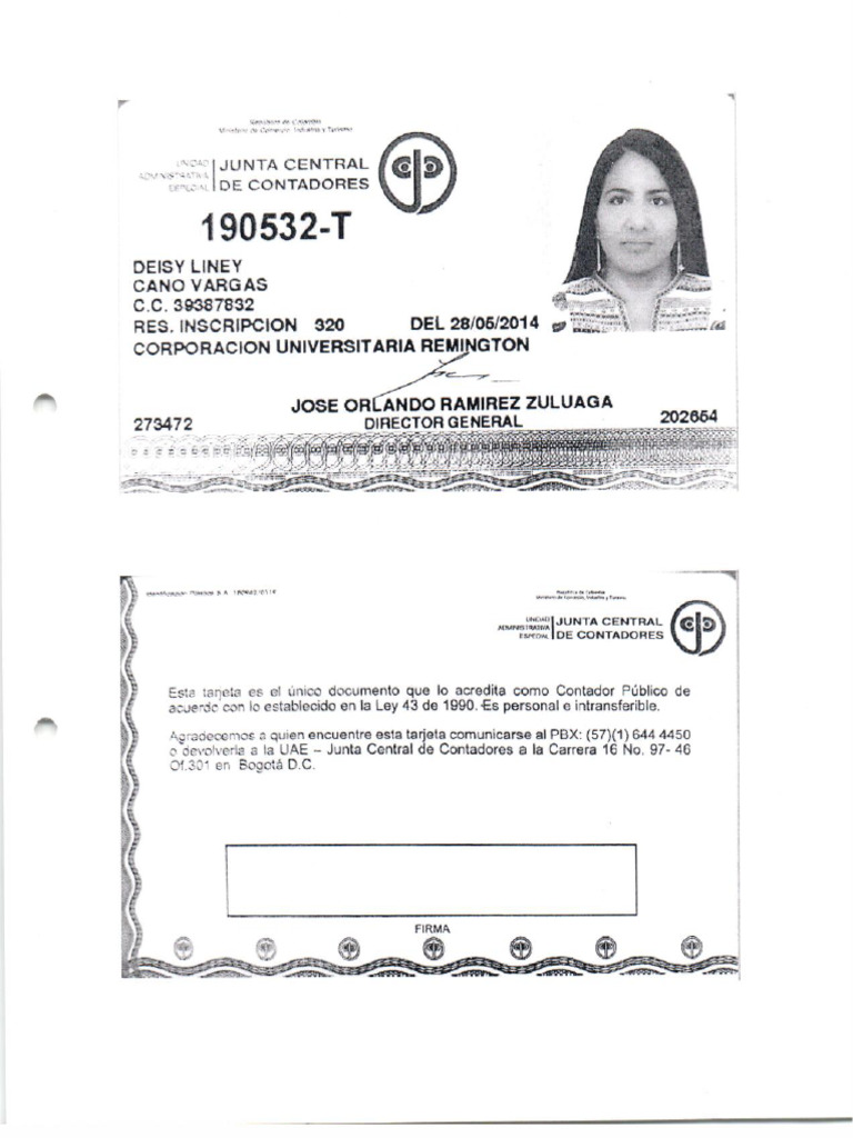 Tarjeta Profesional Contadora | PDF