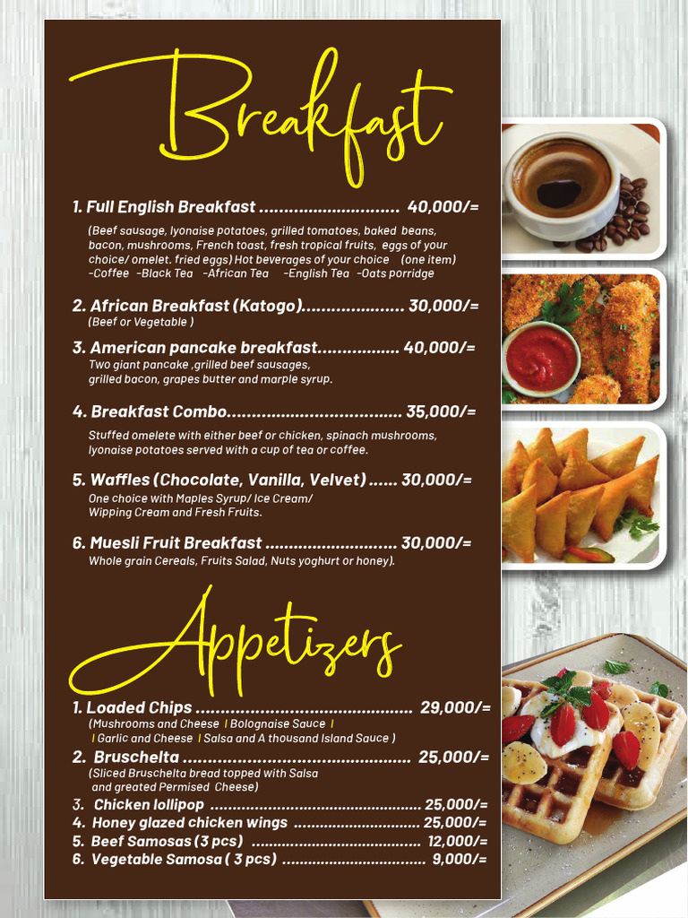 La Vena Cafe Breakfast Menu | PDF | Hamburgers | Curry