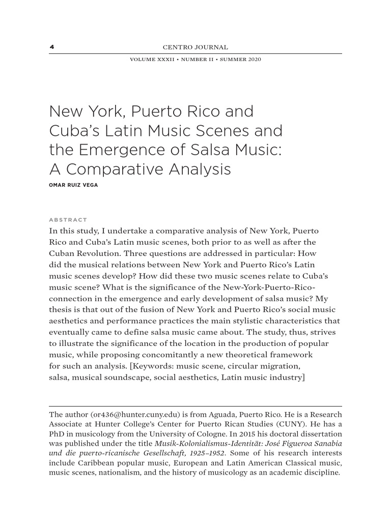 New York, Puerto Rico and Cuba's Latin Music Scenes and The Emergence ...