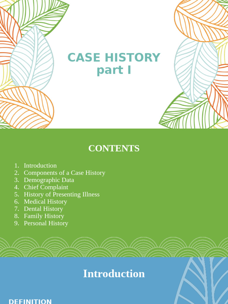 Case History Part I | PDF | Periodontology | Medical Specialties